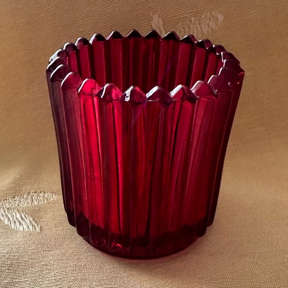 Vintage | Accents | Vintage Peltier Glass Ruby Red Ribbed Round ...